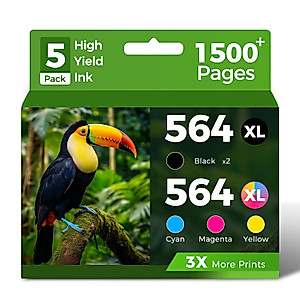 Ankink Remanufactured 564 Ink Cartridges 564XL Combo Pack for HP Printers DeskJet 3500 OfficeJet 4620 PhotoSmart 5510 5520 6510 6520 7510 7520 B8550 C6300 D5400 D7560 (Black Cyan Magenta Yellow, 5PK)