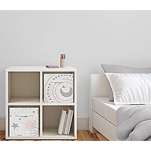 Sweet Jojo Designs Blush Pink, Gold and Grey Star and Moon Organizer Storage Bins for Celestial Collection - Set of 2