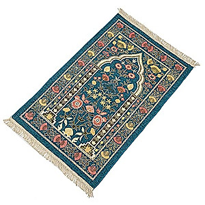 Muslim Prayer Rug - Islamic Mat for Muslim Prayers - Great Ramadan Gifts-Prayer Mat Muslim for Women Men-Islam Carpet- Portable Prayer Mat Rug - Special Design Turkish Pocket Praying Rug (G)
