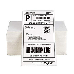 Fanfold 4”x 6” Direct Thermal Shipping Labels Self Adhesive, 500 Postage Mailing Labels for Thermal Printer, Fangtek Soonmark Zebra Compatible