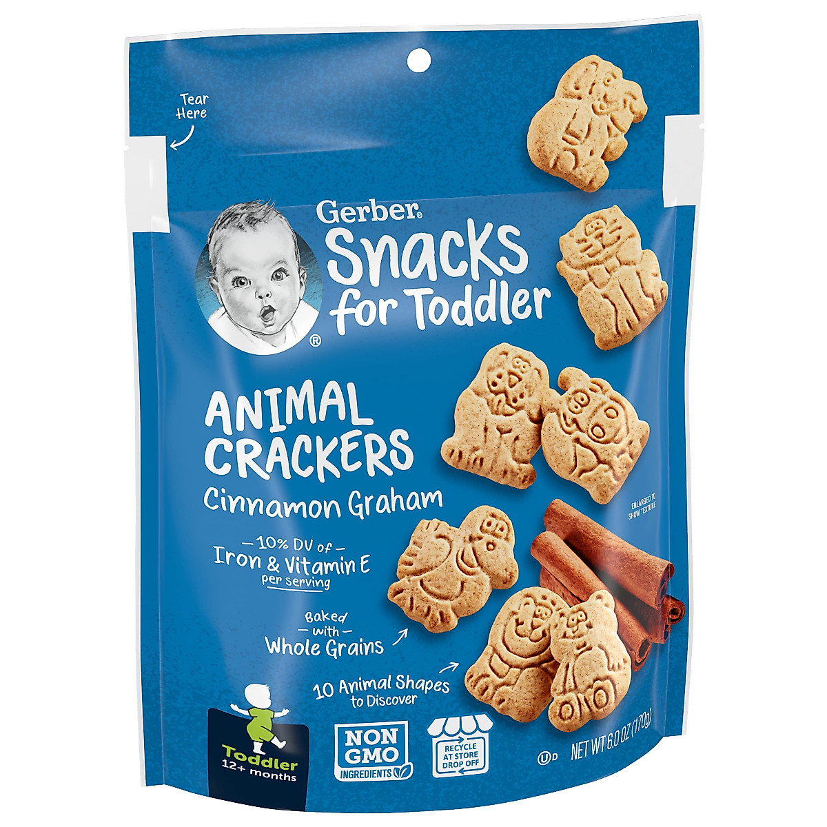 Gerber Graduates Cinnamon Graham Animal Crackers, 6 ounce (Pack of 12)