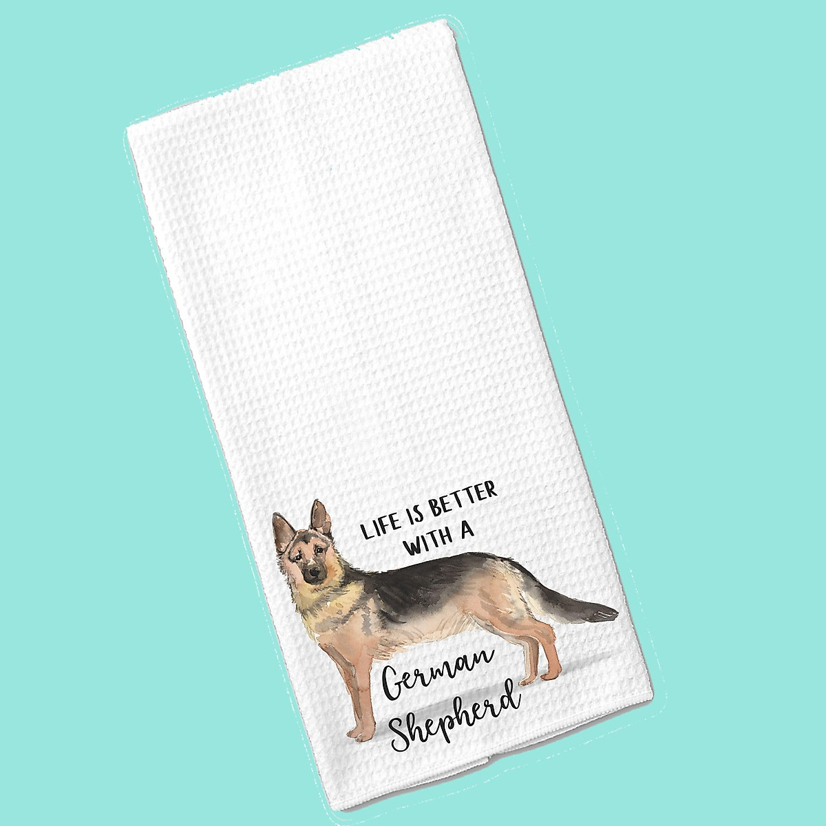 Watercolor Life is Better with a German Shepherd Microfiber Kitchen Tea Bar Towel Gift for Animal Dog Lover