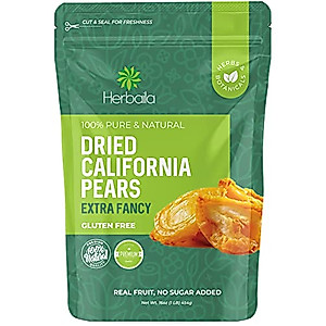 Dried Pears No Sugar Added 16 oz. Dried Fancy Pears Fresh Fruit, Dehydrated California Grown Pears, Unsweetened Dried Pears. All Natural, Non GMO. No Sugar Added Pears, 1 Pound