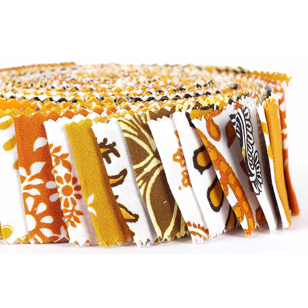 Soimoi 40Pcs Paisleys Print Precut Fabrics Strips Roll Up 1.5 inches Cotton Jelly Rolls for Quilting - Orange