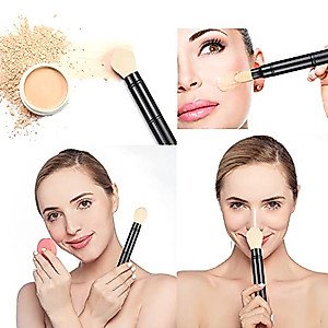 Falliny Dual Retractable Kabuki Makeup Brushes, Travel Face Blush Powder Brush, Double-Ended Foundation Concealer Brush with Cap for Blush, Bronzer, Buffing, Highlighter, Flawless Powder Cosmetics