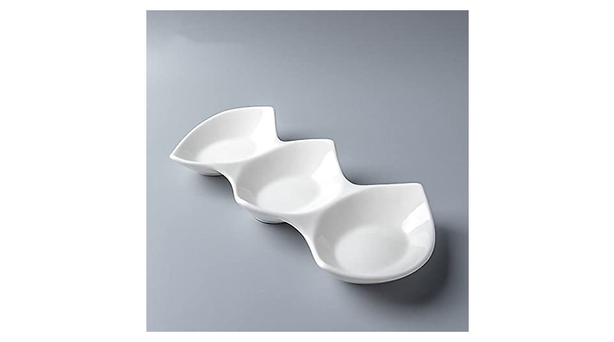 YARNOW 3-Compartment Ceramic Serving Platter - Elegant 11-Inch Tray