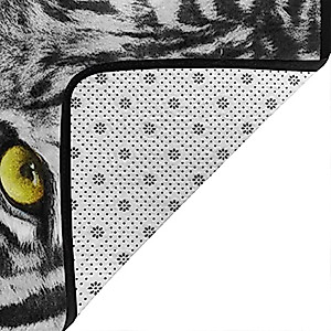 Astede White Tiger Area Rug Living Room Carpet Bedroom 5x3 feet Rug Flannel Children Crawling Non Slip Floor Mat for Kids Playroom Garden Entry Home Decor 60x39 Inch