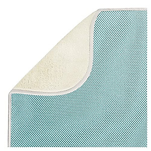 mDesign Ultra Absorbent Reversible Microfiber Dish Drying Mat and Protector for Kitchen Countertops, Sinks - Folds for Compact Storage - Extra Large, 2 Pack - Aqua Blue/Ivory
