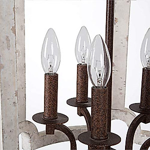 LOG BARN Farmhouse Chandelier, 5-Light Lantern Chandelier for Foyer, Kitchen Island, Dining Room, Weathered White Wood, 16.5’’ W