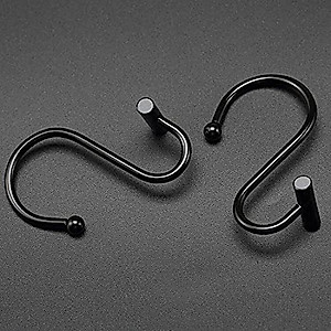 CHICTIE Black Shower Curtain Hooks Rings, Decorative Shower Curtain Rings for Bathroom Shower Curtains Rods, Set of 12 Premium Rust-Resistant Metal Shower Hooks Hangers T Shaped Design