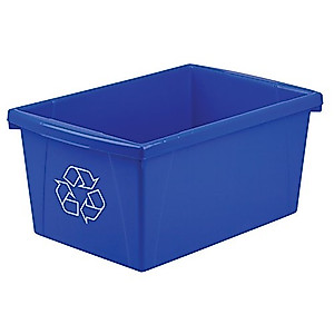 Storex 5.5 Gallon (21-Litre) Recycle Bin, 16.75 x 11.88 x 8.25 Inches, Case of 6, Blue (STX61517U06C)
