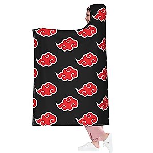 Ultra Soft Hooded Cloak Flannel Fleece Hooded Throw Blanket Akatsuki Pattern Fleece Sherpa Wearable Microfiber Bedding Quilt 80"X60"