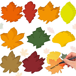 PerKoop 153 Pcs Thanksgiving Paper Cutouts Assorted Colors Fall Autumn Cutouts Fall Bulletin Board Cutouts Decor with Glue Point Teacher Art Classroom Party Wall Decoration(Maple Leaf)