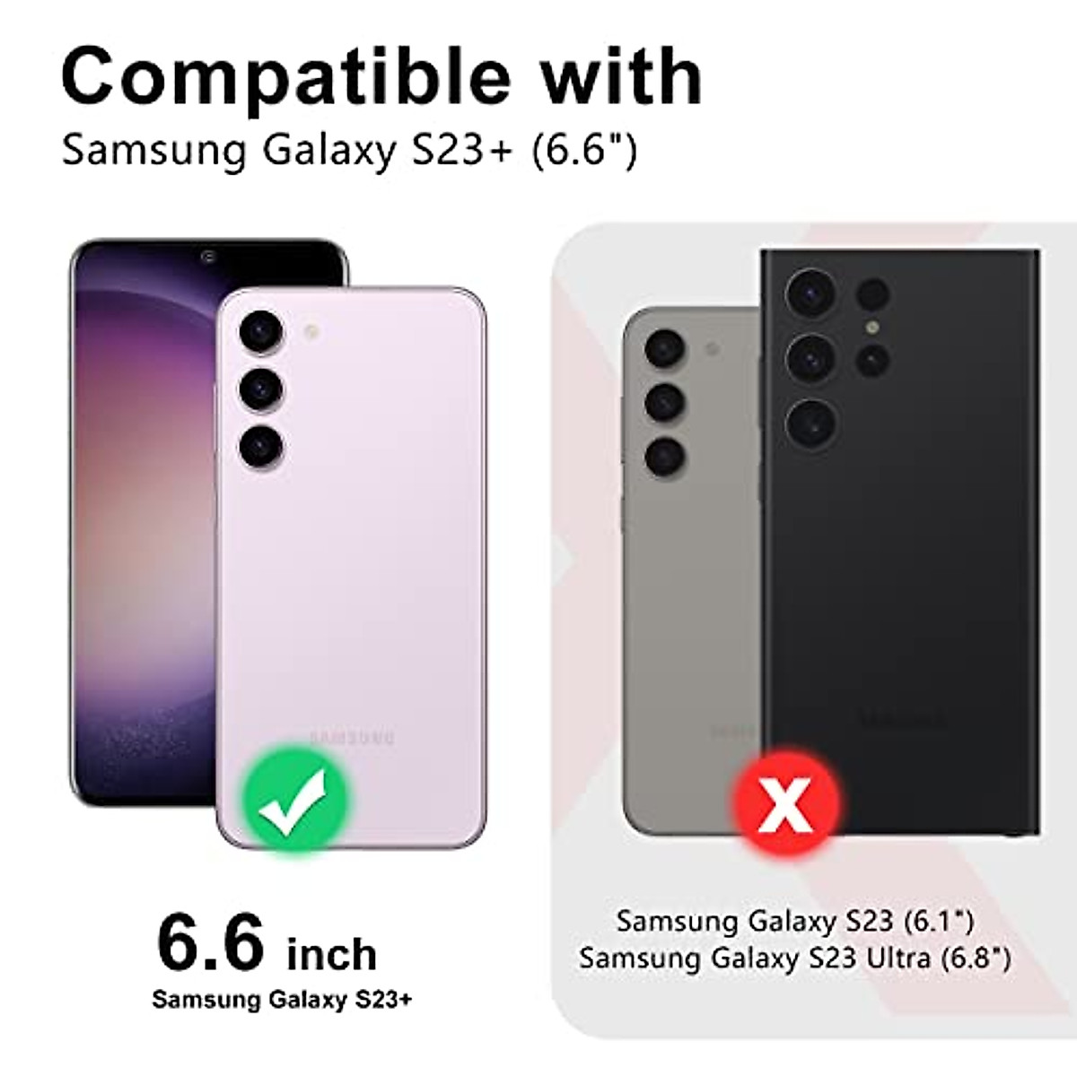 Lamcase for Samsung Galaxy S23 Plus Case 6.6 Inch, [with 2Pcs Tempered Glass Screen Protector+2Pcs Camera Lens Protector] Shiny Sparkly Bling Three Layer Shockproof Cover 2023, Clear/Silver Glitter