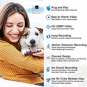 Tusionwin Hidden Camera - Spy Camera Charger - Mini Spy Camera 1080p - USB Charger Camera - Hidden Spy Camera - Hidden Nanny Cam - Hidden Spy Cam - Hidden Cam - Surveillance Camera No WiFi Needed