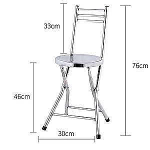 Thick Stainless Steel Round Stool Folding Home Dining Chair backrest Stool Small Bench Portable Outdoor Picnic Chair high 76cm