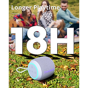 Tronsmart T7 Mini Compact Portable Bluetooth Speaker with Lights, Stereo Sound, Bluetooth 5.3, 18H Playtime, Stereo Pairing, Voice Assistant, IPX7 Waterproof Shower Speaker & Outdoor Speakers(Violet)