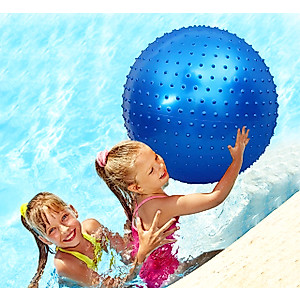 Large Sensory Massage Ball for Kids, 33.5" 85CM Bouncy Exercise Ball for Toddlers, Big Inflatable Ball with Tactile Spikes, Outdoor Ball Pool Ball Yoga Ball, Large Beach Ball (1 SET BLUE BALL)