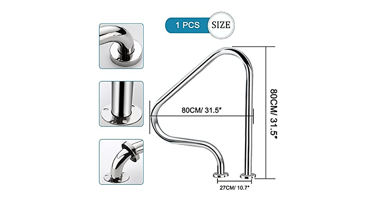 Antourlamm Pool Handrail: Stainless Steel, Easy Mount & Safe