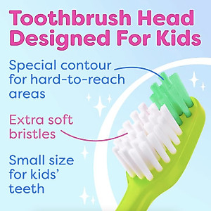 Secret for Longevity 4-Pack of Kids Children Boy Girl Toddler Extra Soft Bristle Easy Grip BPA Free Toothbrush Set w/Suction Base and Travel Dust Covers