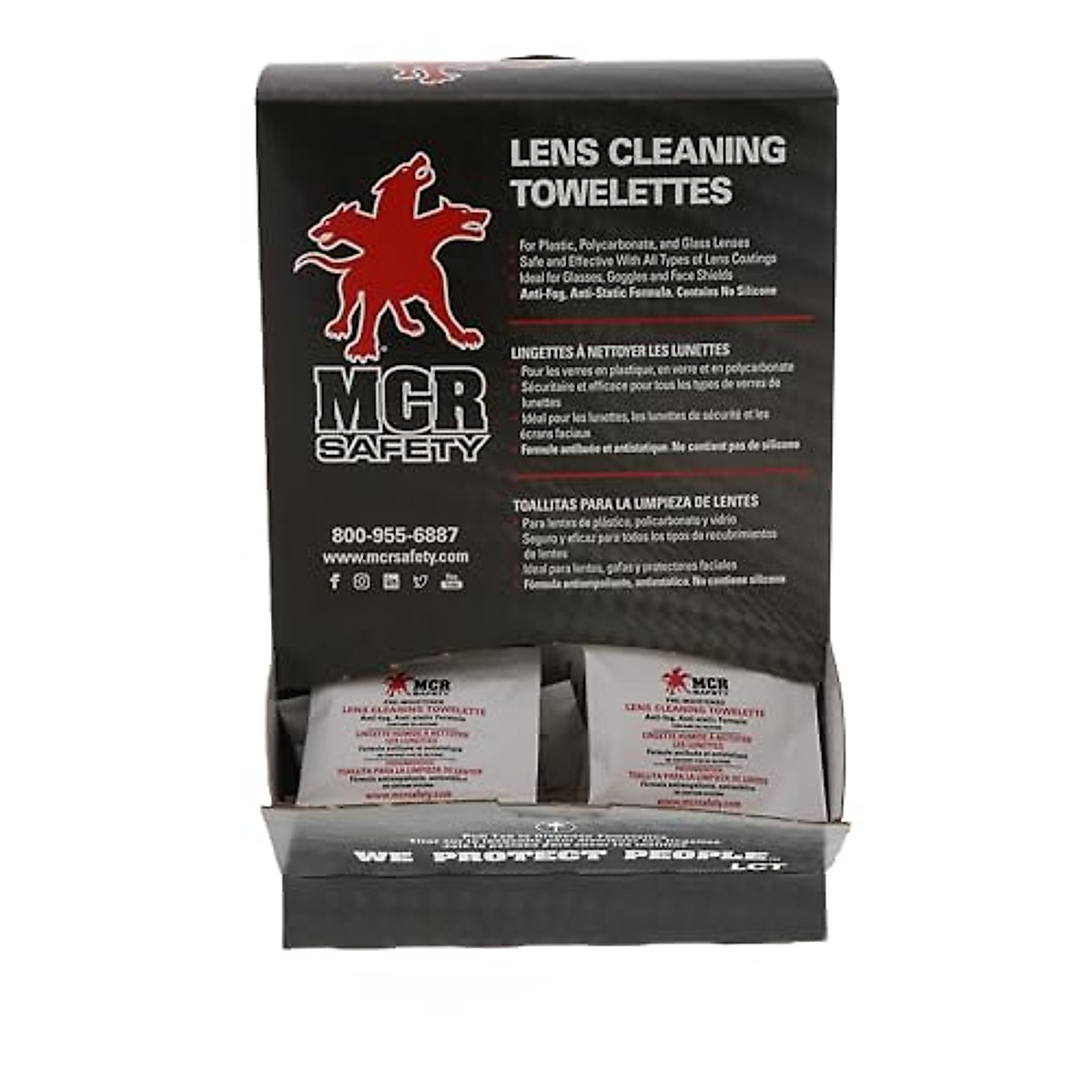 MCR Safety LCT Anti-Fog Anti-Static Lens Cleaning Towelette - 100 Wipes