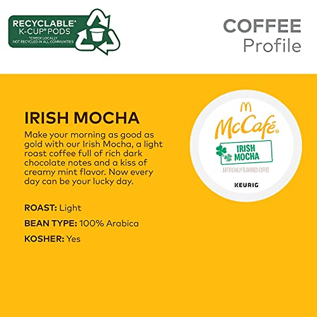 McCafe Irish Mocha, Keurig Single Serve K-Cup Pods, Flavored Coffee, 72 Count