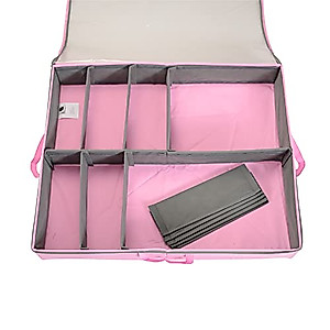 Amazon Basics Fabric Underbed Shoe Storage Organizer with Handles - Pink, Pack of 2