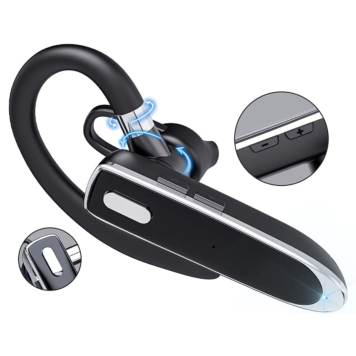 EUQQ Bluetooth Earpiece for Cellphone, Bluetooth V5.1 Headset Wireless Headphone with Noise Canceling Microphone for Office Driving,Hands-Free Earphones Compatible with Android/iOS (Zeus-Case)