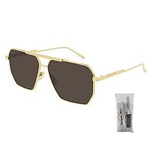 Bottega Veneta BV1012S 003 60MM Gold/Brown Aviator Sunglasses for Men + BUNDLE with Designer iWear Eyewear Kit
