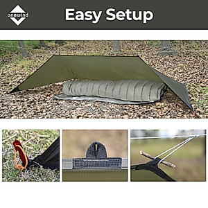 Onewind Emergency Shelter, Survival Shelter Tent, Lightweight Reusable Rainproof Windproof Shelter for Camping, Hiking, Backpacking and Camping Cot, OD Green