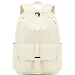 Bluboon College Laptop Backpack School Bookbag Travel Rucksack School Bagfor High School(Beige-Quited)