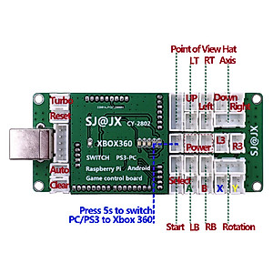 SJ@JX Game Controller Encoder 3D Analog Stick Sensor Fly Joy DIY Arcade Joystick Button Gamepad Code Board for Xbox 360 Nintendo Switch Raspberry Pi PS3 PC Andriod