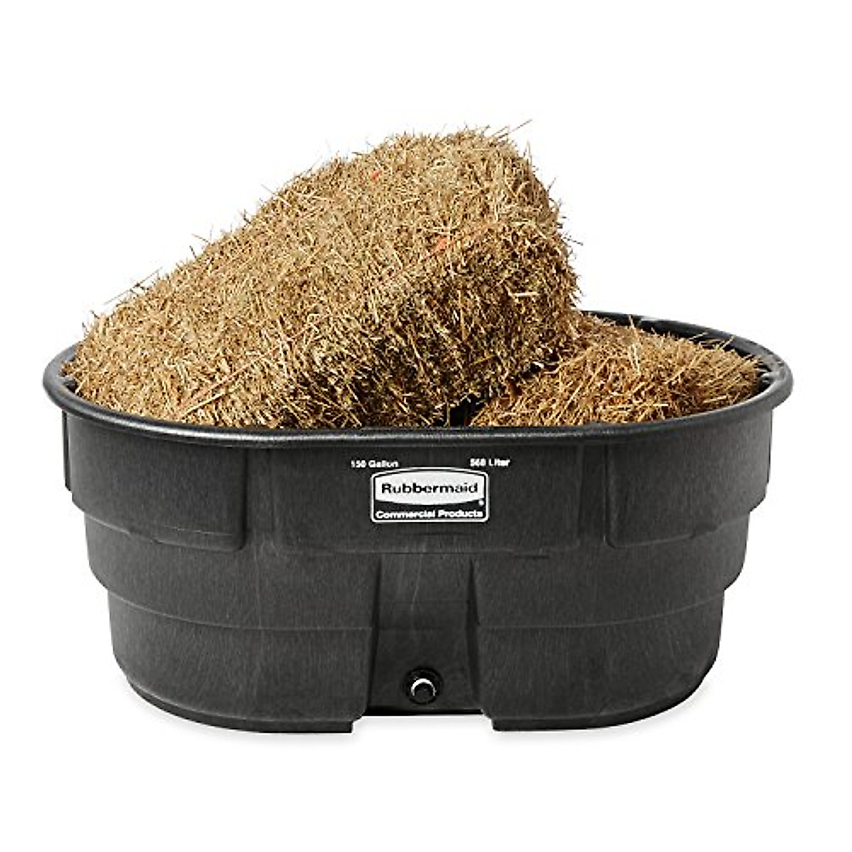 Rubbermaid Commercial Products Stock Tank, 150-Gallons, Structural Foam, Heavy Duty Black Container for use with Animal/Cattle Feed and Water, Outdoor Homemade Pool/Hot Tub/Bathtub and Pet Cleaning