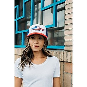 AMERICAN NEEDLE Riptide Valin Chevrolet Logo American Flag Snapback Baseball Trucker Hat (44890A-CHEVY-RWR)