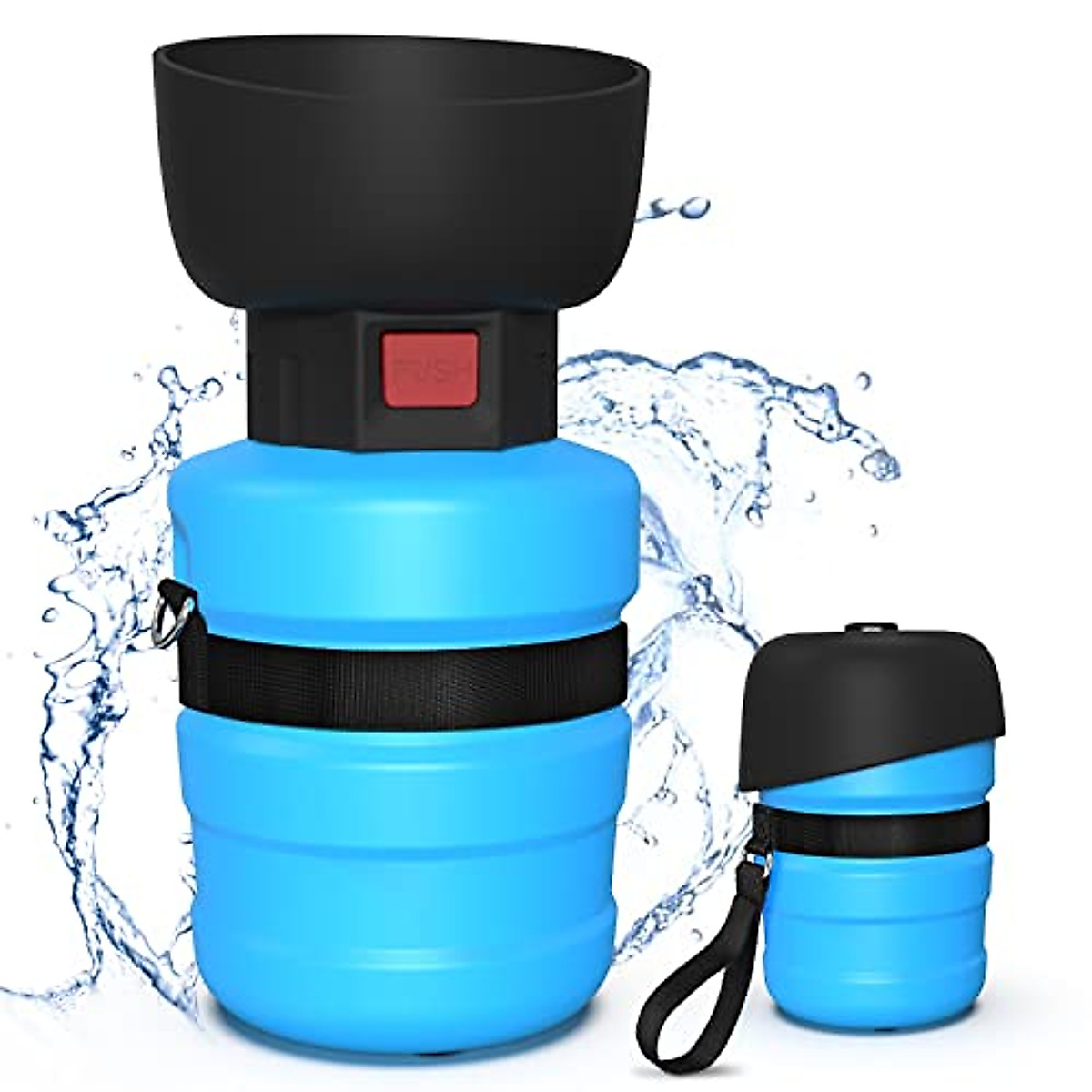 Dog Water Bottle 14oz, Leak Proof Pet Water Bottle for Dogs Portable Puppy Water Dispenser Foldable 2-in-1 Design, Lightweight & Convenient for Walking Travel Outdoor BPA Free (3rd Gen, Blue)