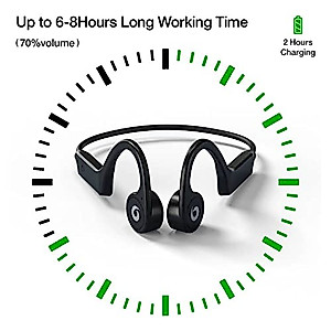 EARTEANA Bone Conduction Headphones, Open-Ear Bluetoth Sport Headset, Wireless Earphone/Earbuds Built-in Mic for Work Out, Running, Hiking, Bicycling, Driving (Black)