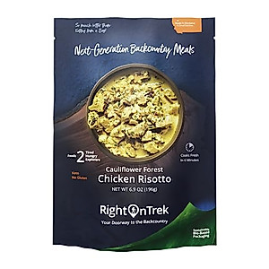RightOnTrek Cauliflower Forest Chicken Risotto | Backpacking, Camping, Hunting Food | No soy, Keto, No gluten ingredients Adventure Meals | 2 Servings
