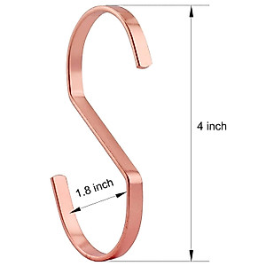 METLUCK 16-Pack 4 Inch Flat S Shape Hooks Heavy-Duty Chrome Finish Hanging S Hooks for Kitchenware, Pots, Utensils, Plants, Towels, Gardening Tools, Clothes (Rose Gold)