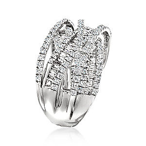 Ross-Simons 2.00 ct. t.w. Round and Baguette Diamond Highway Ring in 14kt White Gold. Size 9