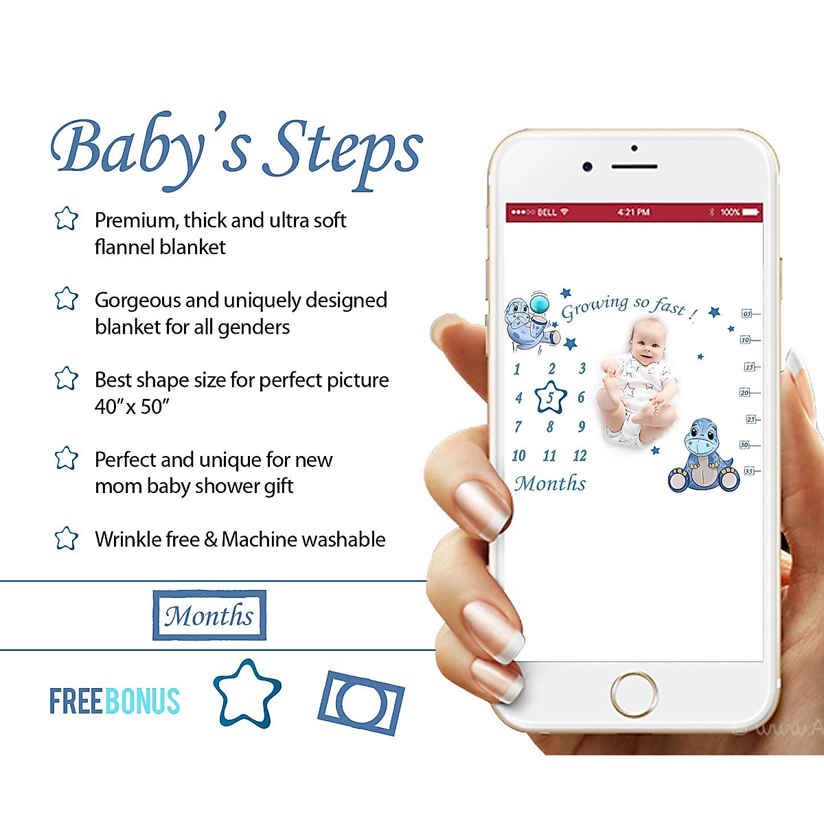 Cozy Bump Dinosaur nursery decor Baby Blanket That’s a Baby Milestone Blanket - Dinosaur milestone blanket