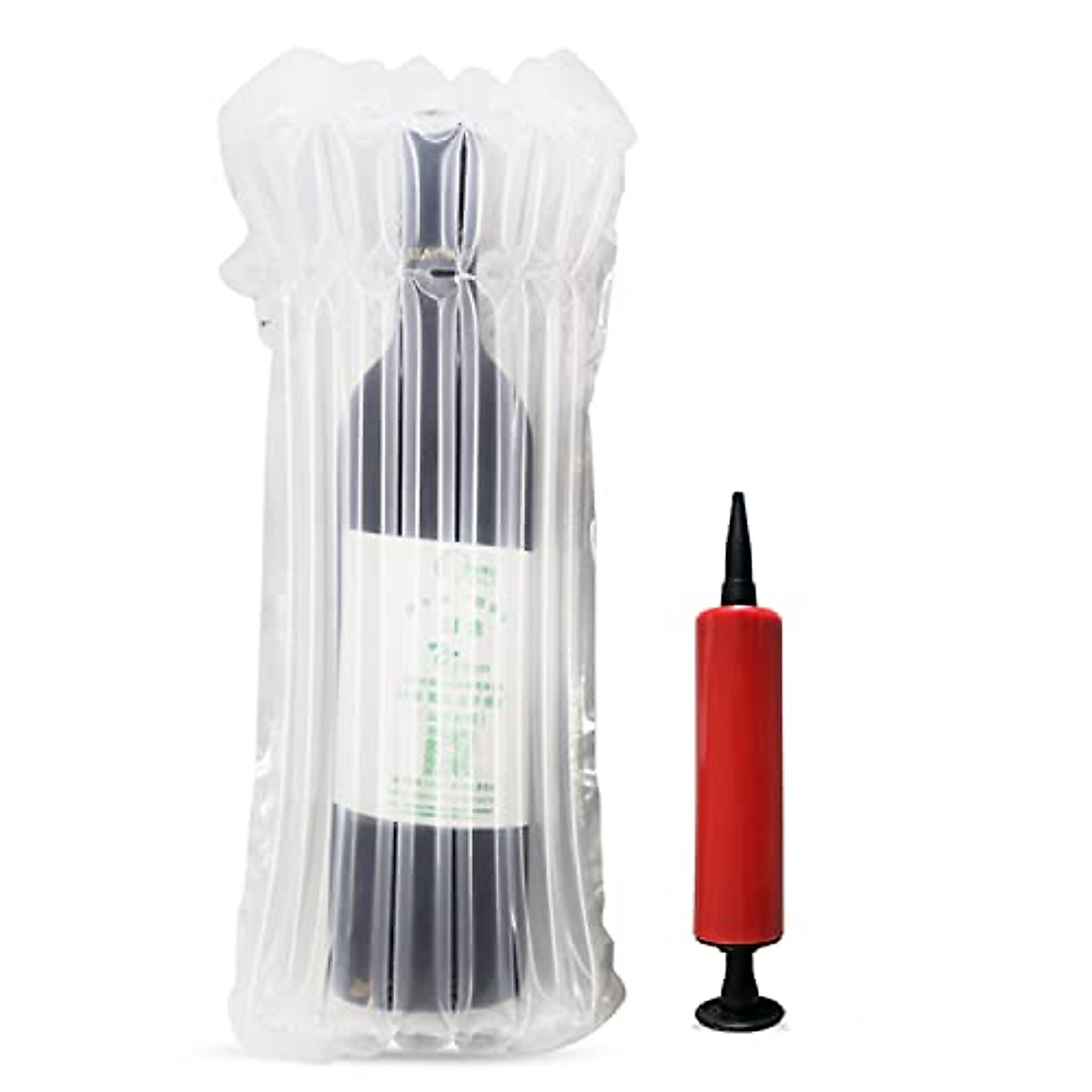 Wine Bottle Travel Protector Bags, Monkkino 8 Packs Inflatable Bubble Cushion Wrap, Safety Choice for Glass Bottles in Transport with Luggage, Air Filled Packaging Sleeves with Reusable Pump