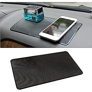 Limoly Anti Slip Mat, Non-Slip Rubber Pad 7 x 5, Universal Anti-Slip Car Dash Sticky Mat for Phones Sunglasses Keys GPS Electronic Devices (Black/Grid)