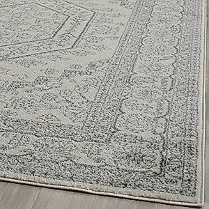 SAFAVIEH Adirondack Collection Area Rug - 9' x 12', Ivory & Silver, Oriental Medallion Design, Non-Shedding & Easy Care, Ideal for High Traffic Areas in Living Room, Bedroom (ADR108B)