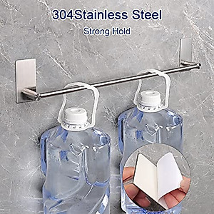 NearMoon Self Adhesive Bathroom Towel Bar- Stainless Steel Bath Wall Shelf Rack Hanging Towel Stick On Sticky Hanger Contemporary Style, NO Drilling, 16-Inch Towel Rack (2 Pack, Brushed Nickel)