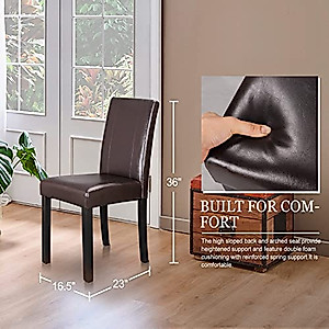 ZENY Dining Chair Set of 6, PU Leather Chairs Modern Diner Chairs Armless Side Chair with Solid Wood Legs for Home Kitchen Living Room