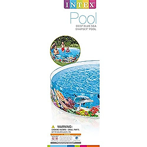 Intex Deep Sea Blue 8 Feet x 18 Inch SnapSet Instant Round Plastic Above Ground Swimming Kiddie Pool for Ages 3 Years and Up, Blue