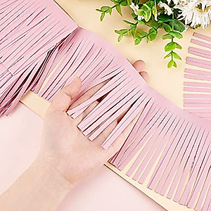 PH PandaHall 2 Yards Leather Fringe Trim, 4 Inch PU Leather Tassels Pink Tassel Trim DIY Dance Skirt Tassel Fringe Wrap Cover for Clothes Dress DIY Lamp Shade Bag Sewing Craft Embellishment