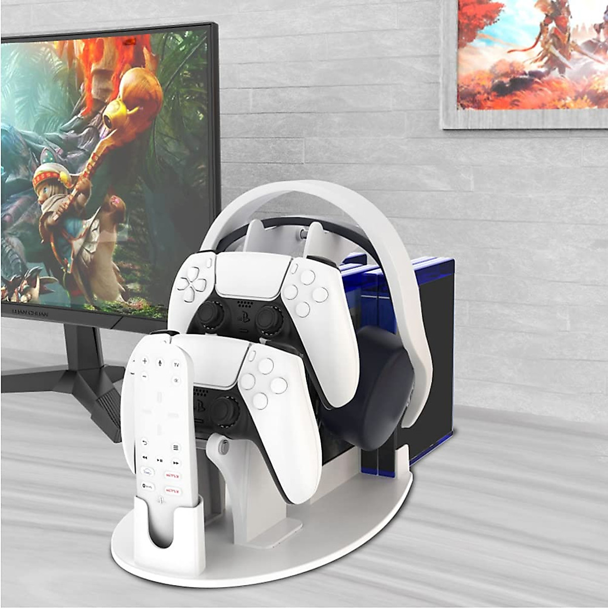 OSALADI Headphone Storage Bracket Multifunction Storage Bracket Anti- Slip Game Console Disc Headset Storage Rack Headphone Storage Shelf