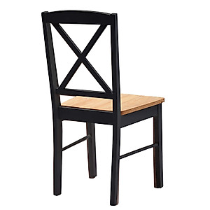 DUHOME Dining Chairs Set of 2 Wood Dining Room Chair with Cross Back, Kitchen Room Chair Side Chairs Nature Seat Black Base