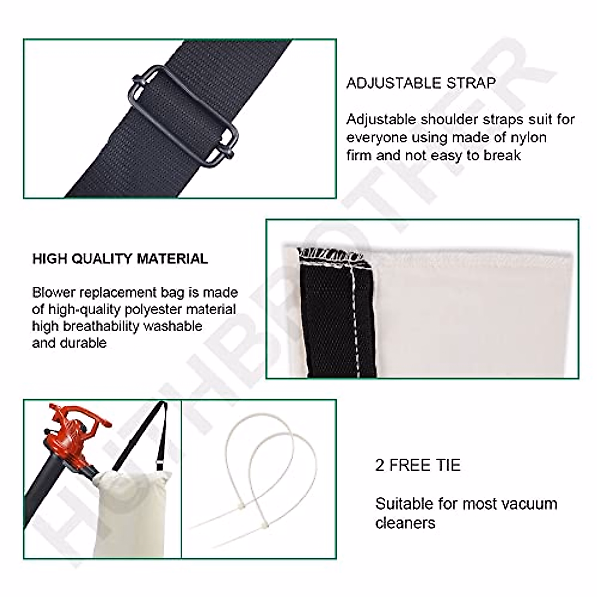 Universal Leaf Vacuum Blower Bag Bottom Debris Dump Bag - for Vacuum Leaf Blowers and Ultra Blower Rake, Compatible with Craftsman Black+Decker Husqvarna Toro Leaf Blower Bag Replacement